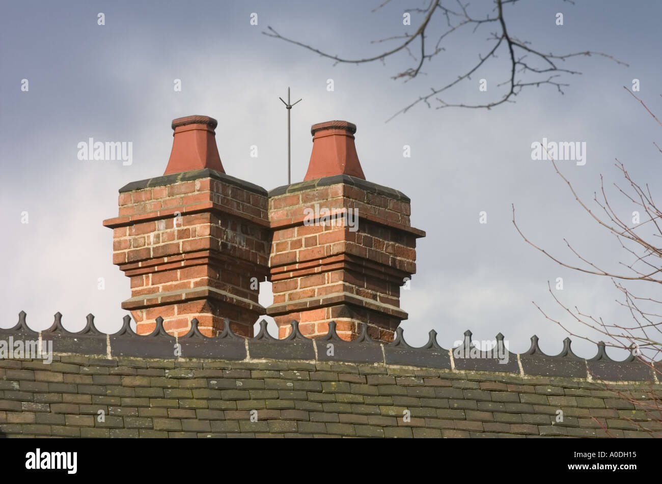 Chimneys on a tudor building in Medieval Spon Street Coventry West ...
