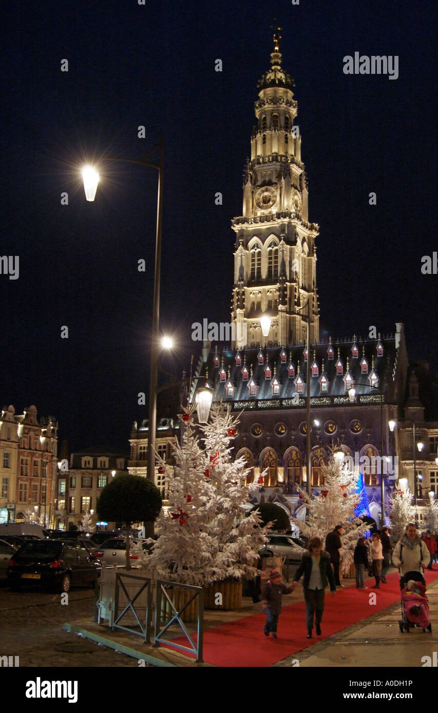 Christmas scene on the Place des Heros in Arras northern France Europe ...