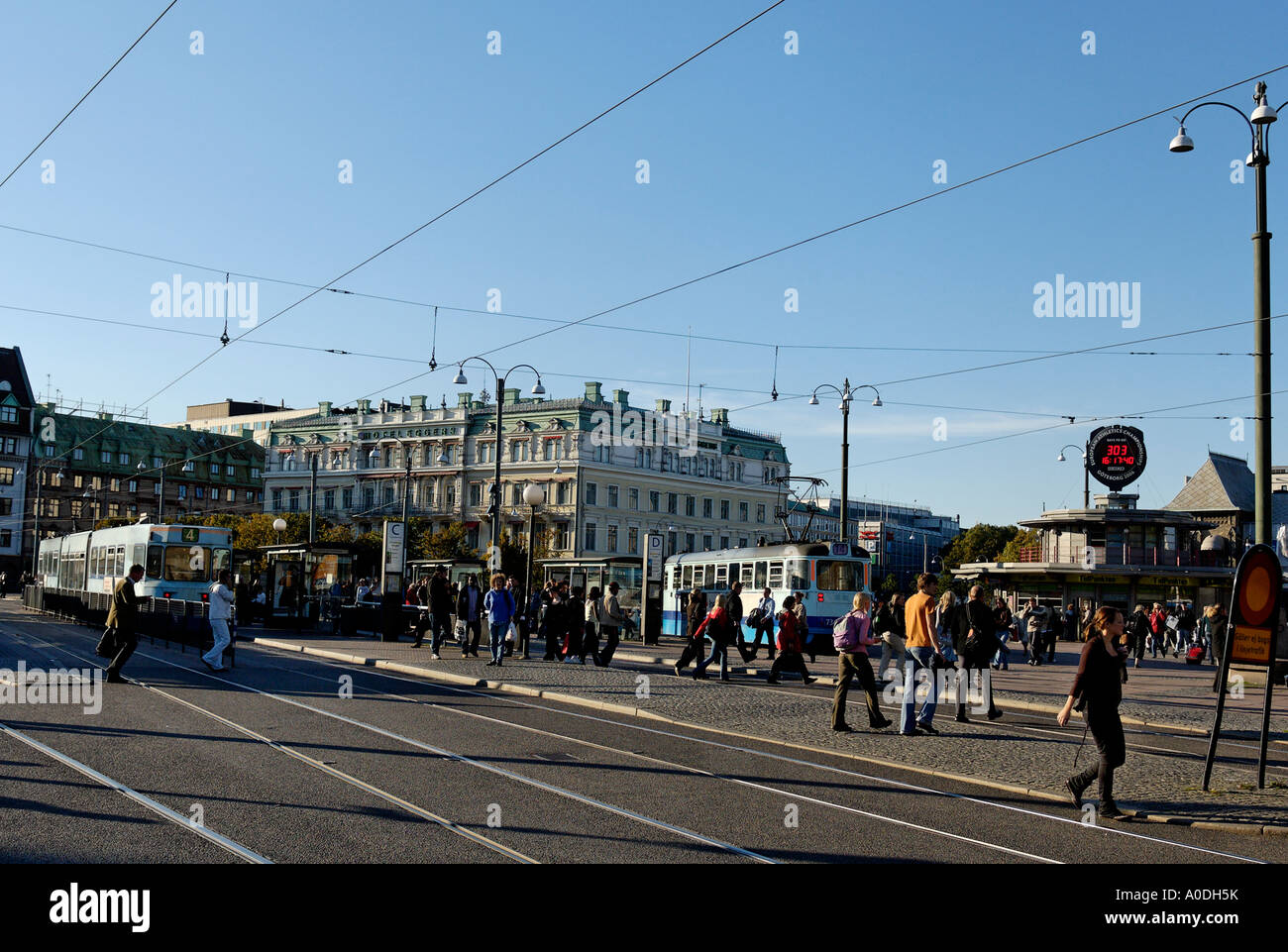 The Busy Tram Station Near Central Station in Gothenburg, Sweden Stock ...