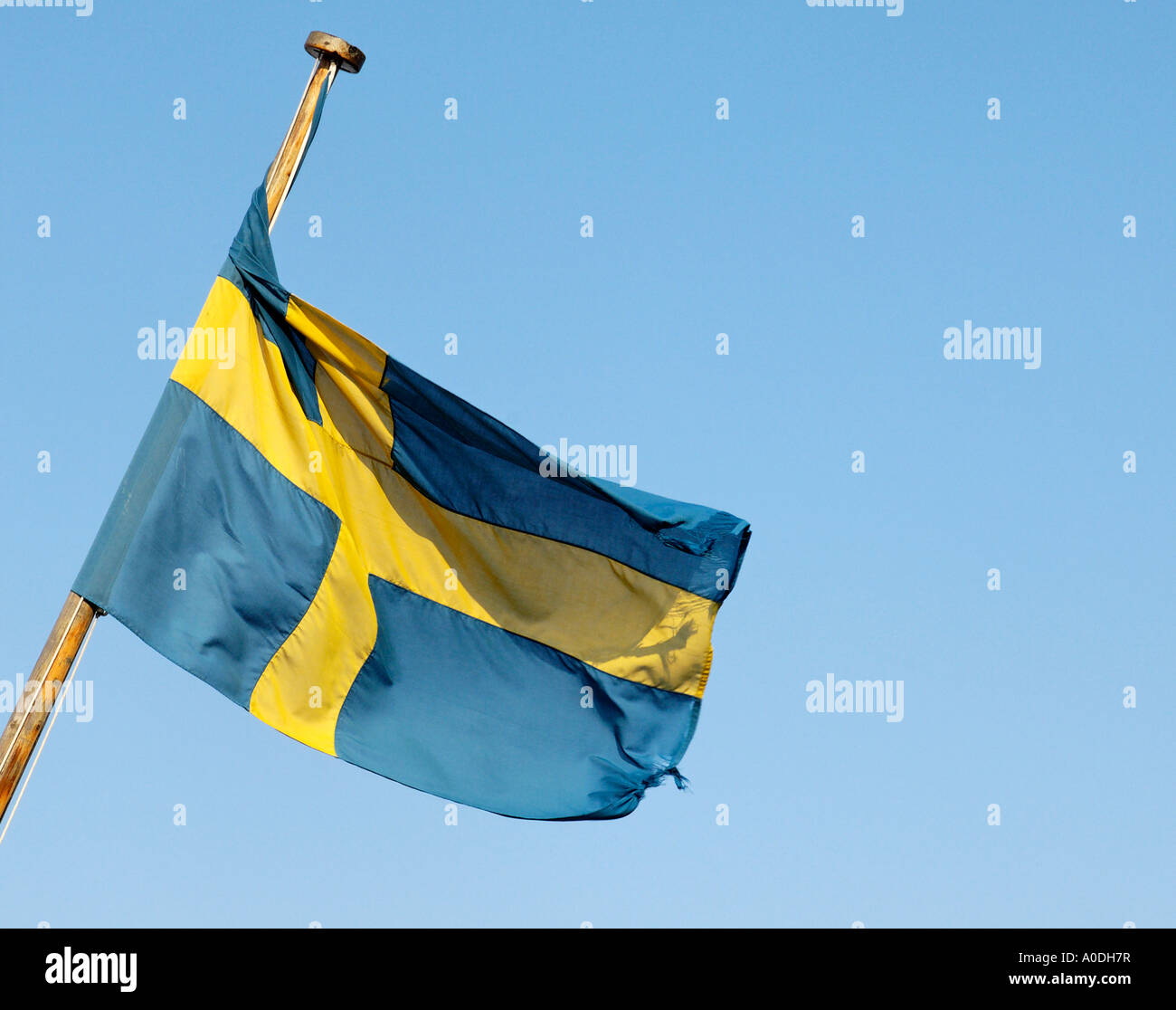 A Landscape Photograph of the Swedish Flag Blowing in the Sea Breeze ...