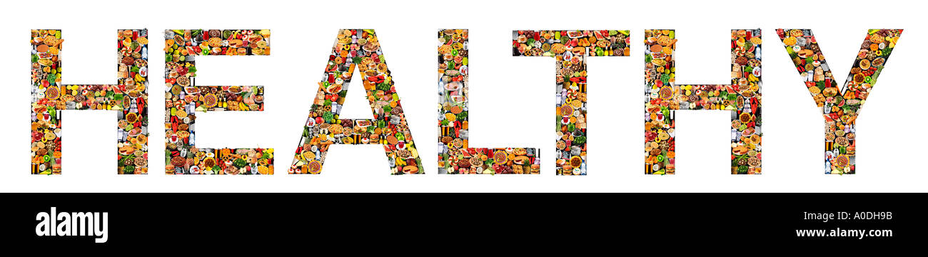 FOODFONT WORD ON WHITE, HEALTHY Stock Photo - Alamy
