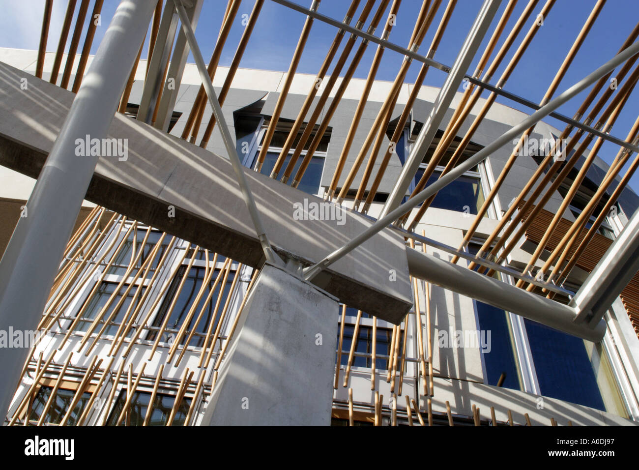 The portico at the new Scottish Parliament Edinburgh Scotland Stock ...