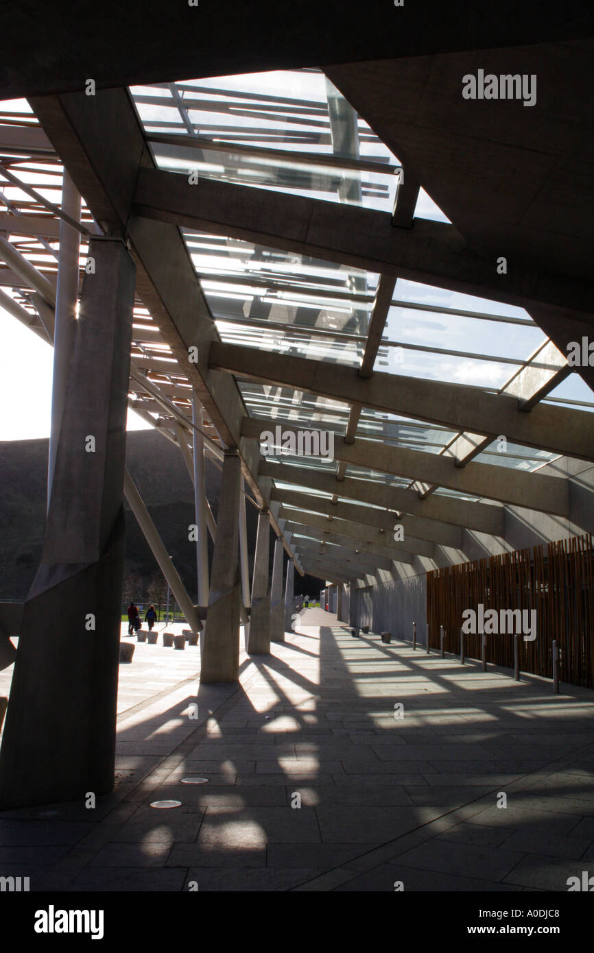 The portico at the new Scottish Parliament Edinburgh Scotland Stock ...