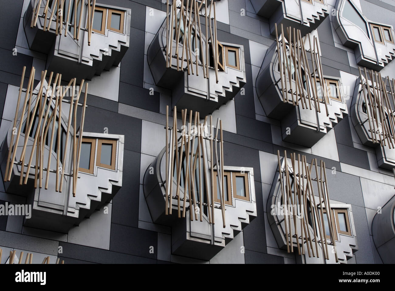 The distinctive window coverings of the windows at the new Scottish ...