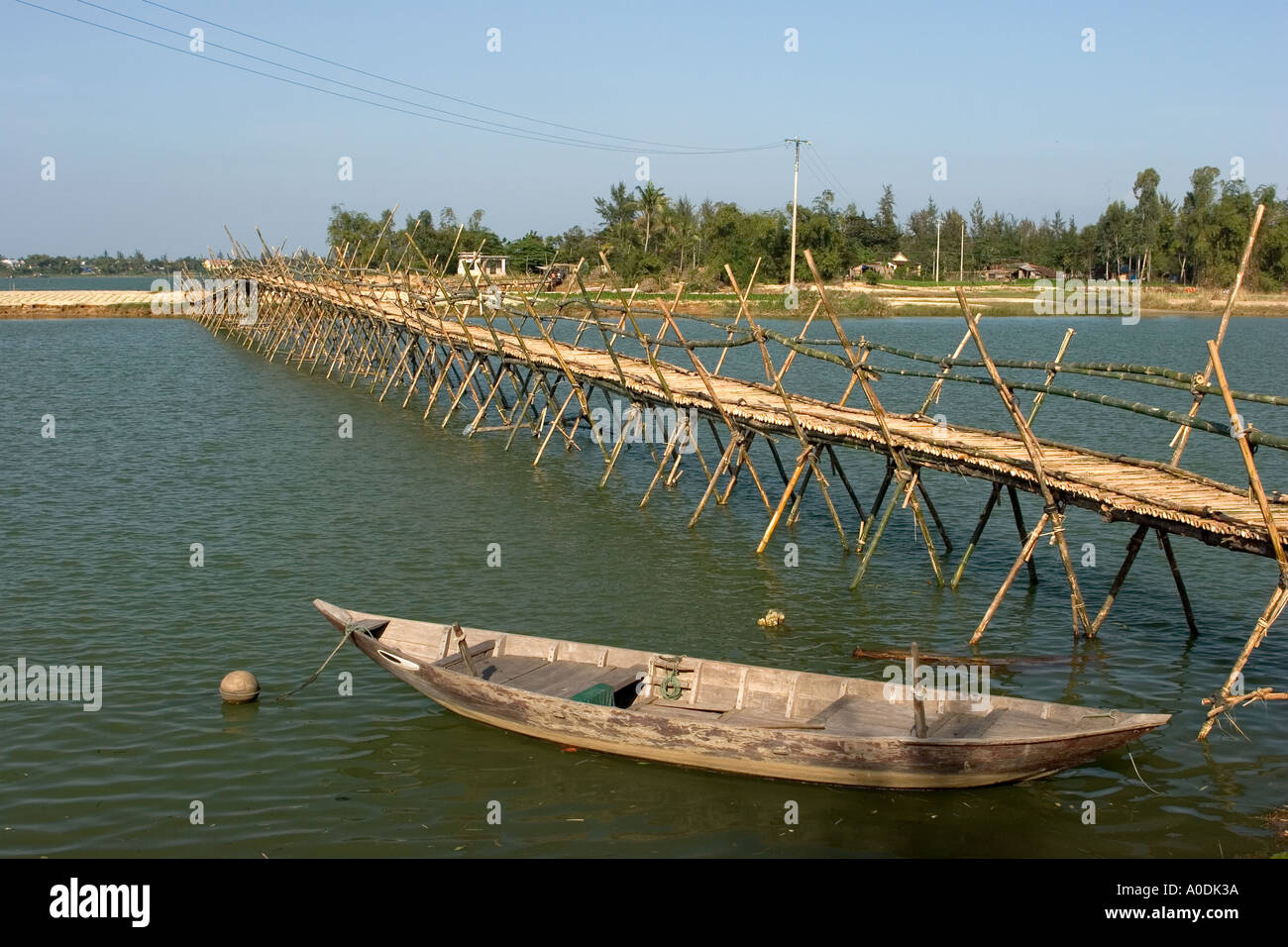 Vietnam Cam Kim Island transport bamboo bridge linking two small ...