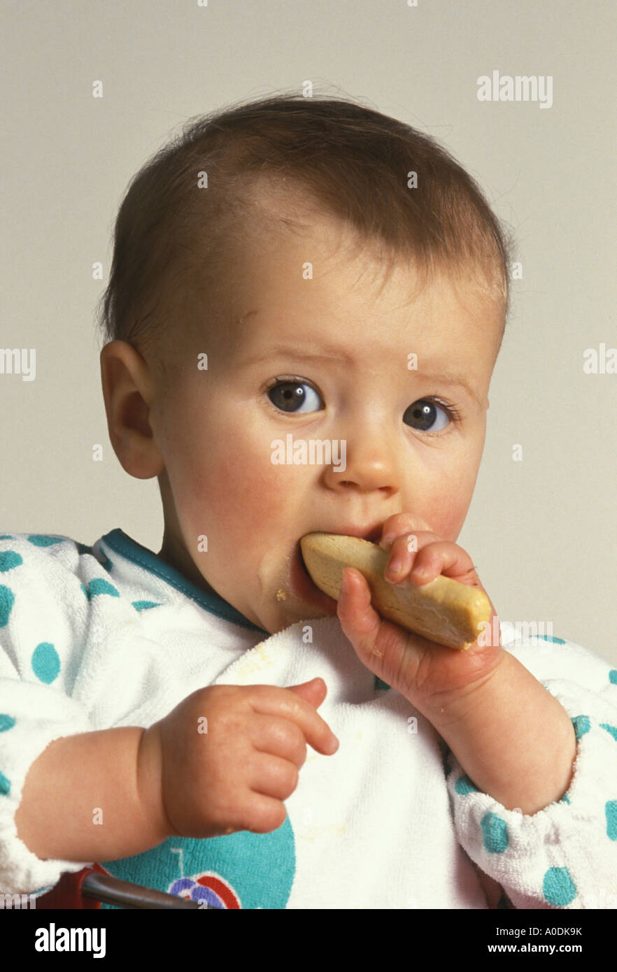 Baby eating biscuit hi-res stock photography and images - Alamy