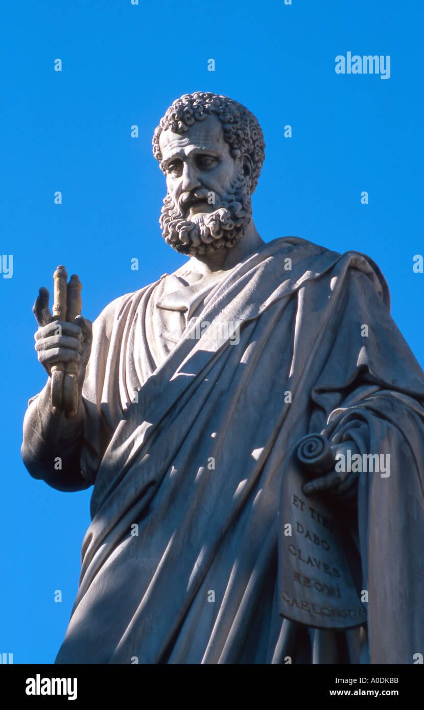 Statue outside St Peters Basilica Rome Stock Photo - Alamy