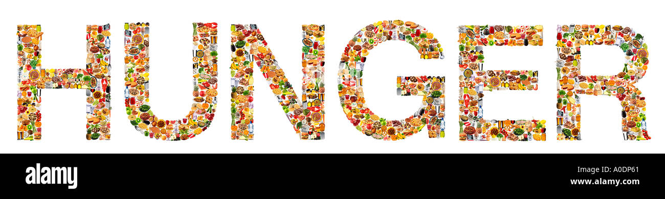 FOODFONT LETTER ON WHITE HUNGER Stock Photo - Alamy