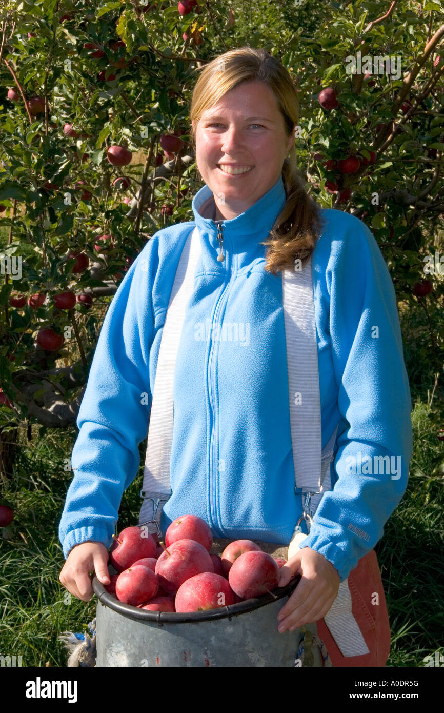 Woman near trees apples hi-res stock photography and images - Alamy