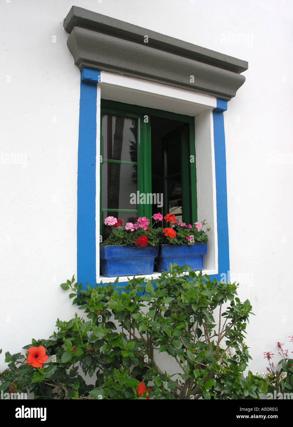 Ceramic window boxes against white washed wall Stock Photo - Alamy
