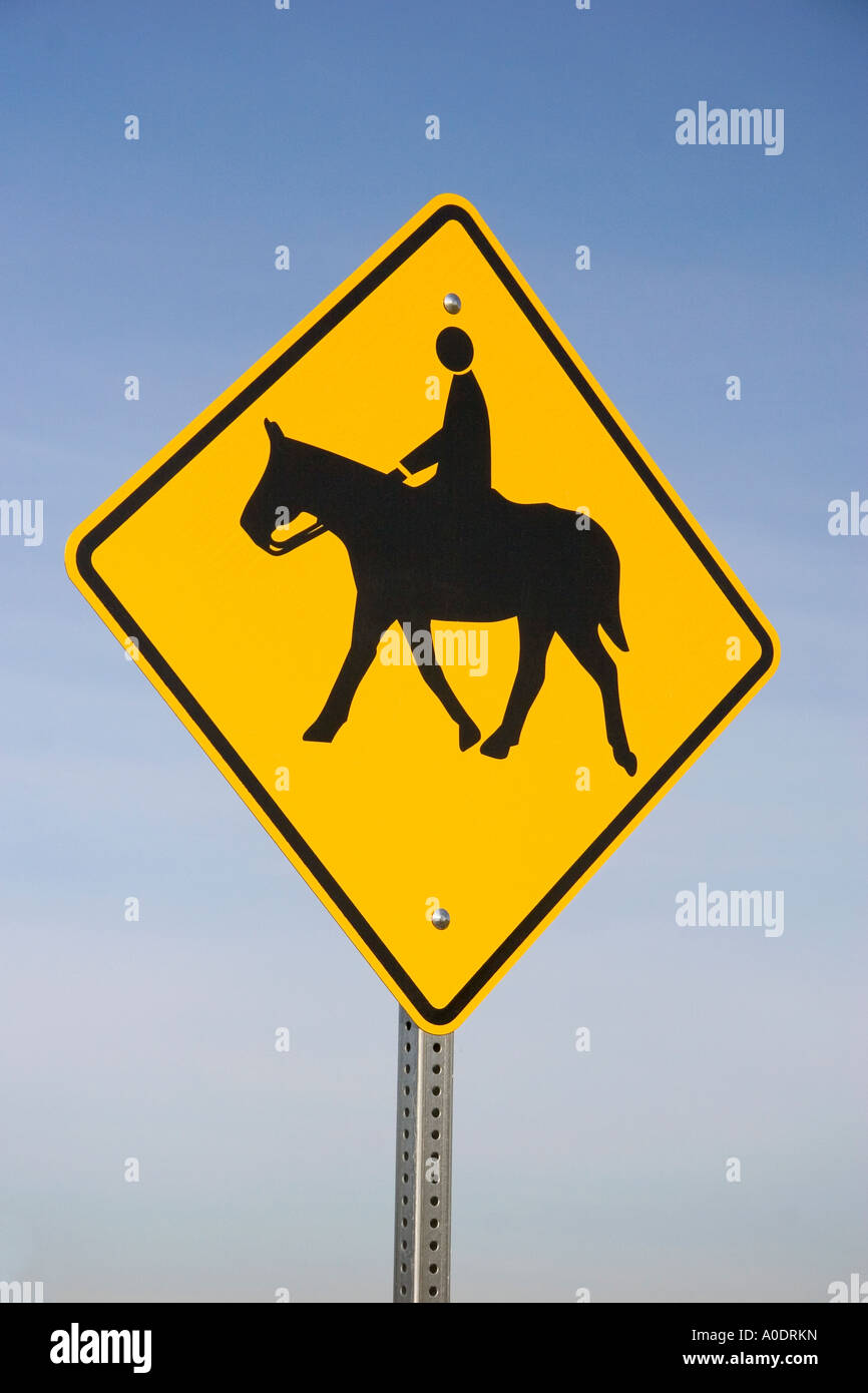 A road sign warning of equestrian crossing in Idaho Stock Photo - Alamy