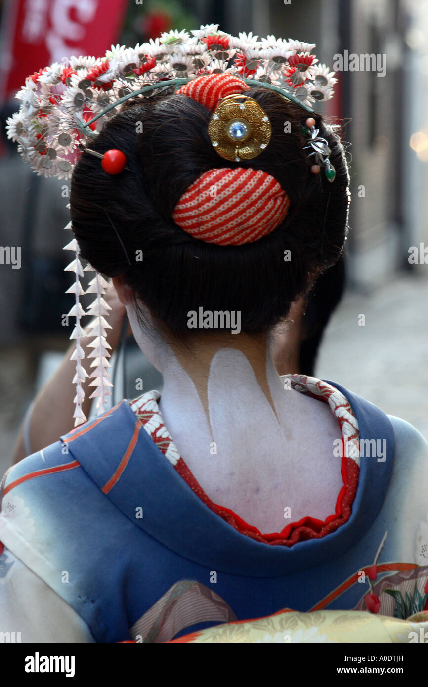 A maiko apprentice geisha pictured in the historic Gion district of ...