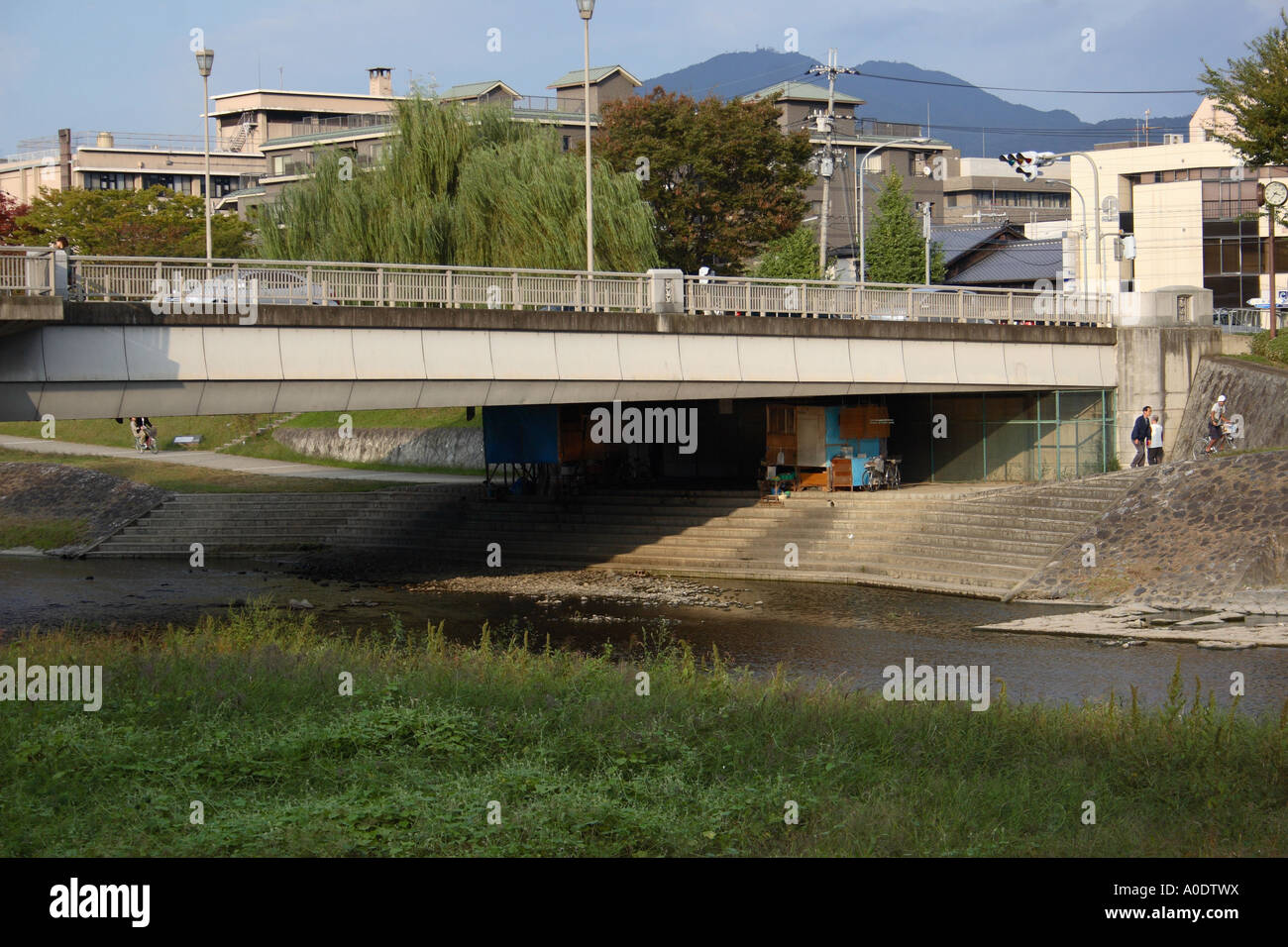 A makeshift shelter built by a homeless man under one of the bridges in ...