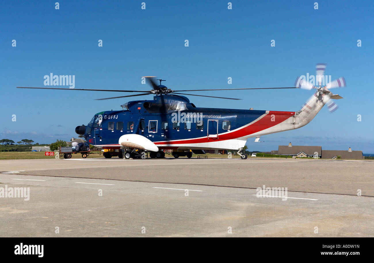 British International Sikorsky S61 about to take off from St.Mary's ...