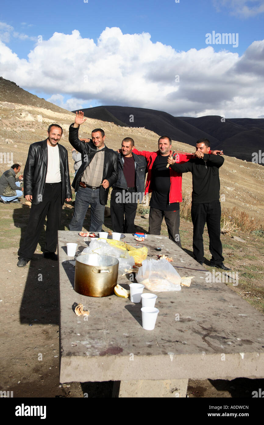Armenian men enjoying picnic. Armenia, Southwest Asia Stock Photo - Alamy