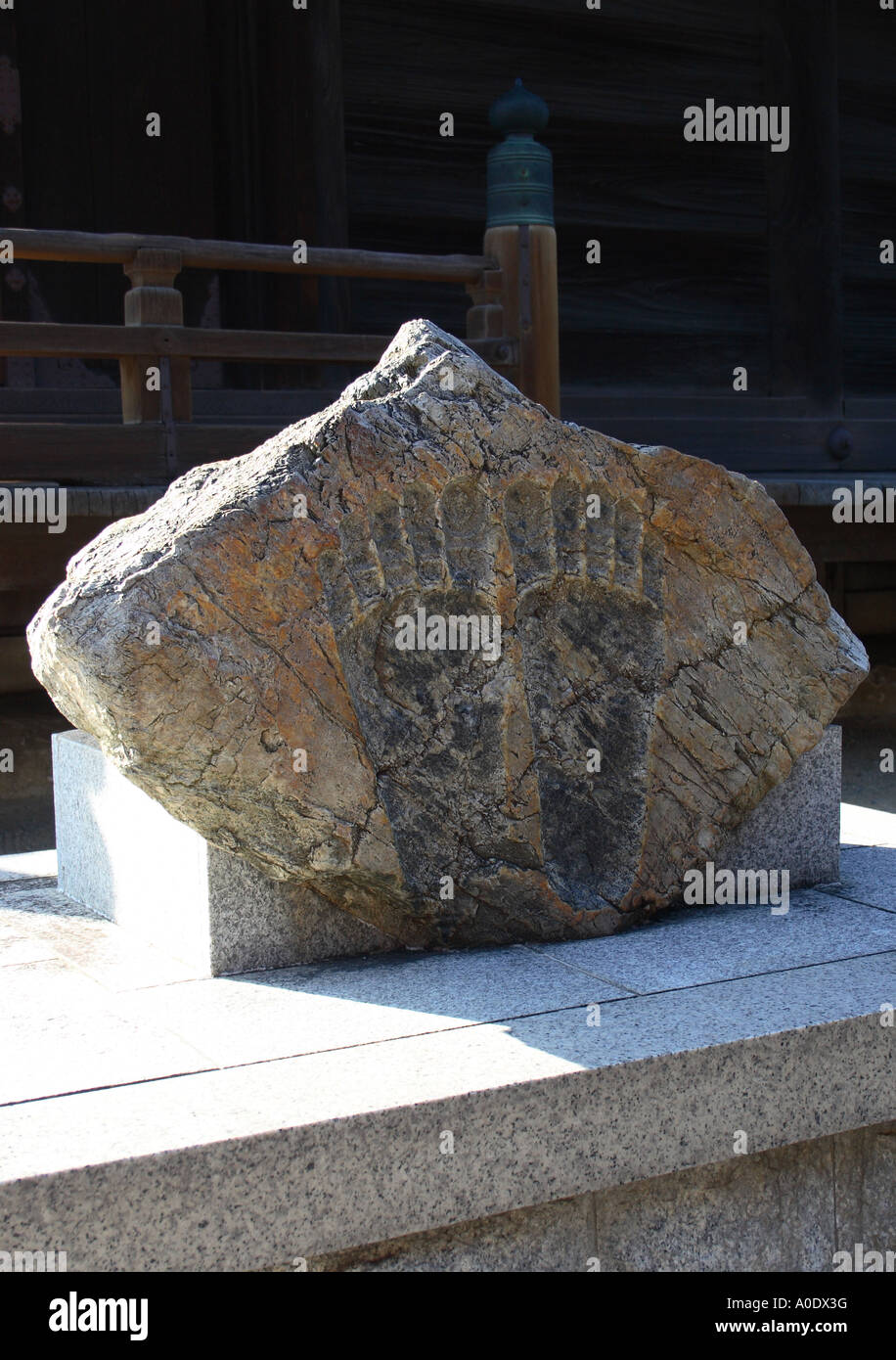 Buddha's feet engraved in stone at Kiyomizu temple in Kyoto city, Japan ...