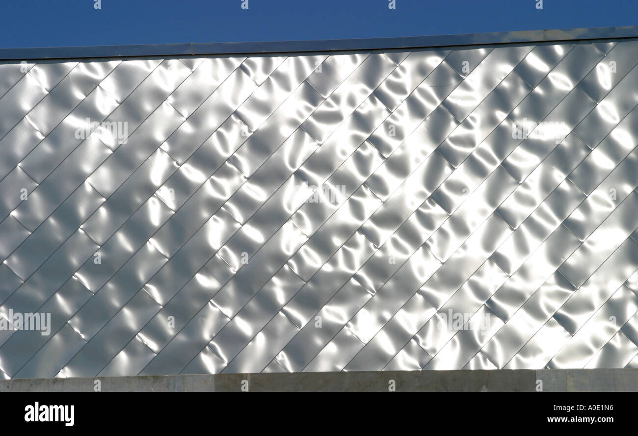 Stainless steel wall cladding panels on modern shopping centre Stock ...