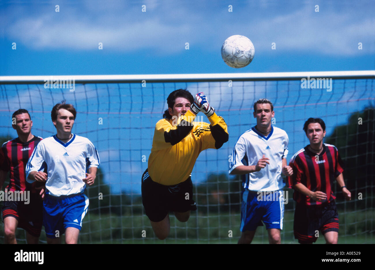 soccer football goalkeeper striking ball Stock Photo - Alamy