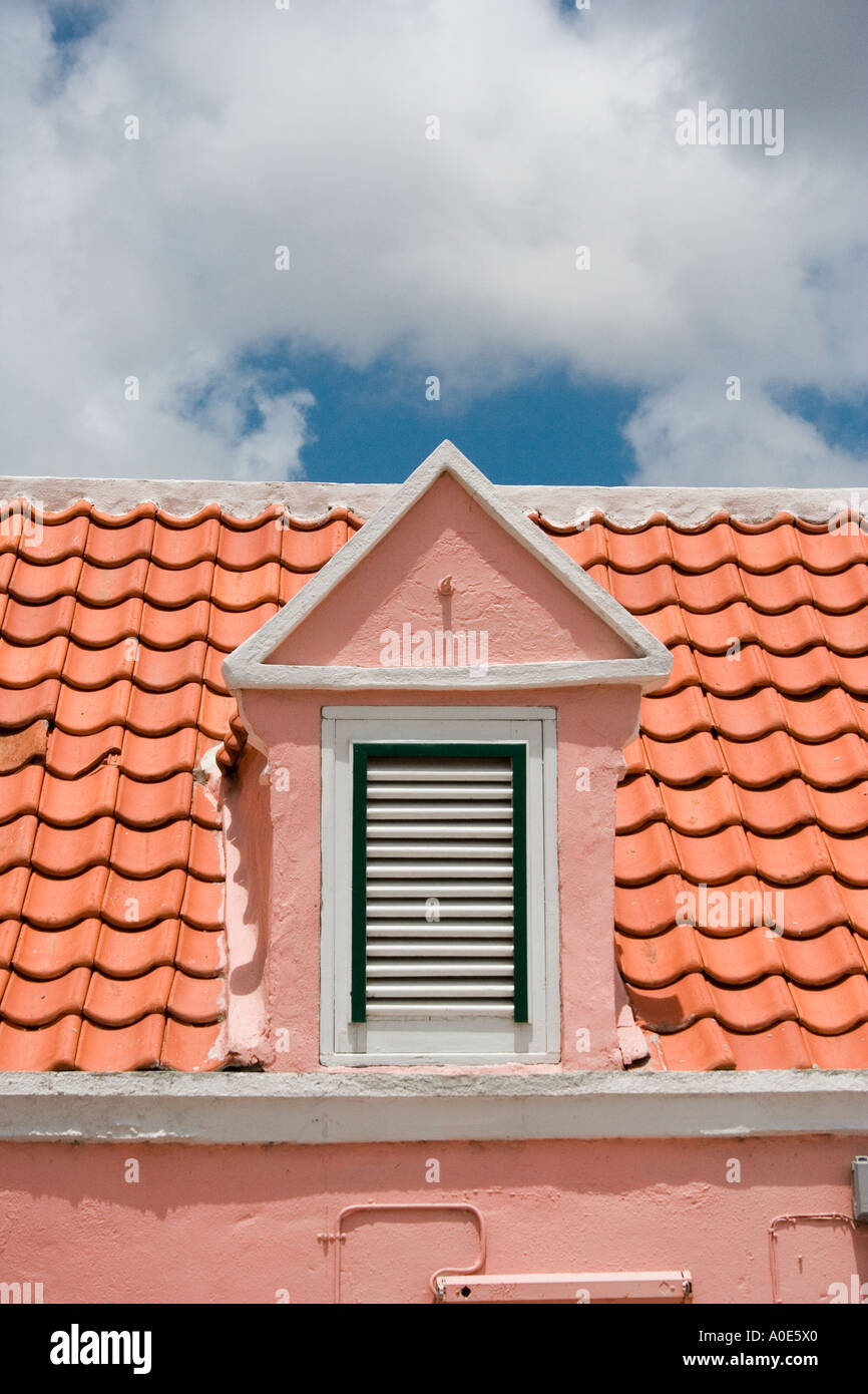Face of Old Colonial Style roof top in Willemstad, Curacao, Netherlands ...