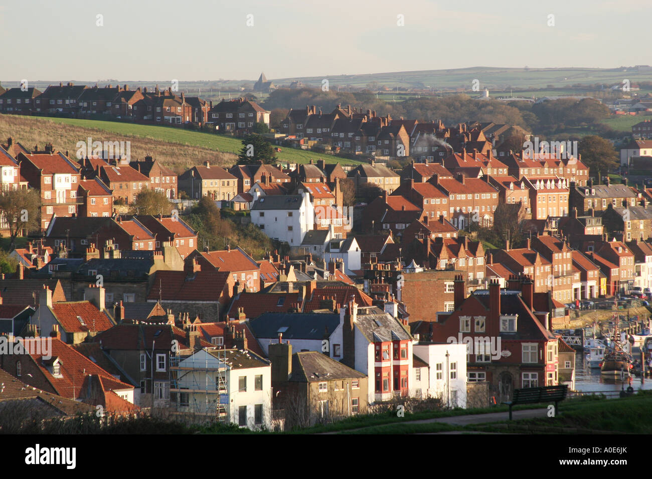 Residences and holiday cottages on the south cliff at Whitby in North ...