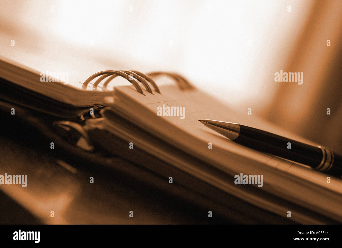 open notebook diary with pencil Stock Photo - Alamy