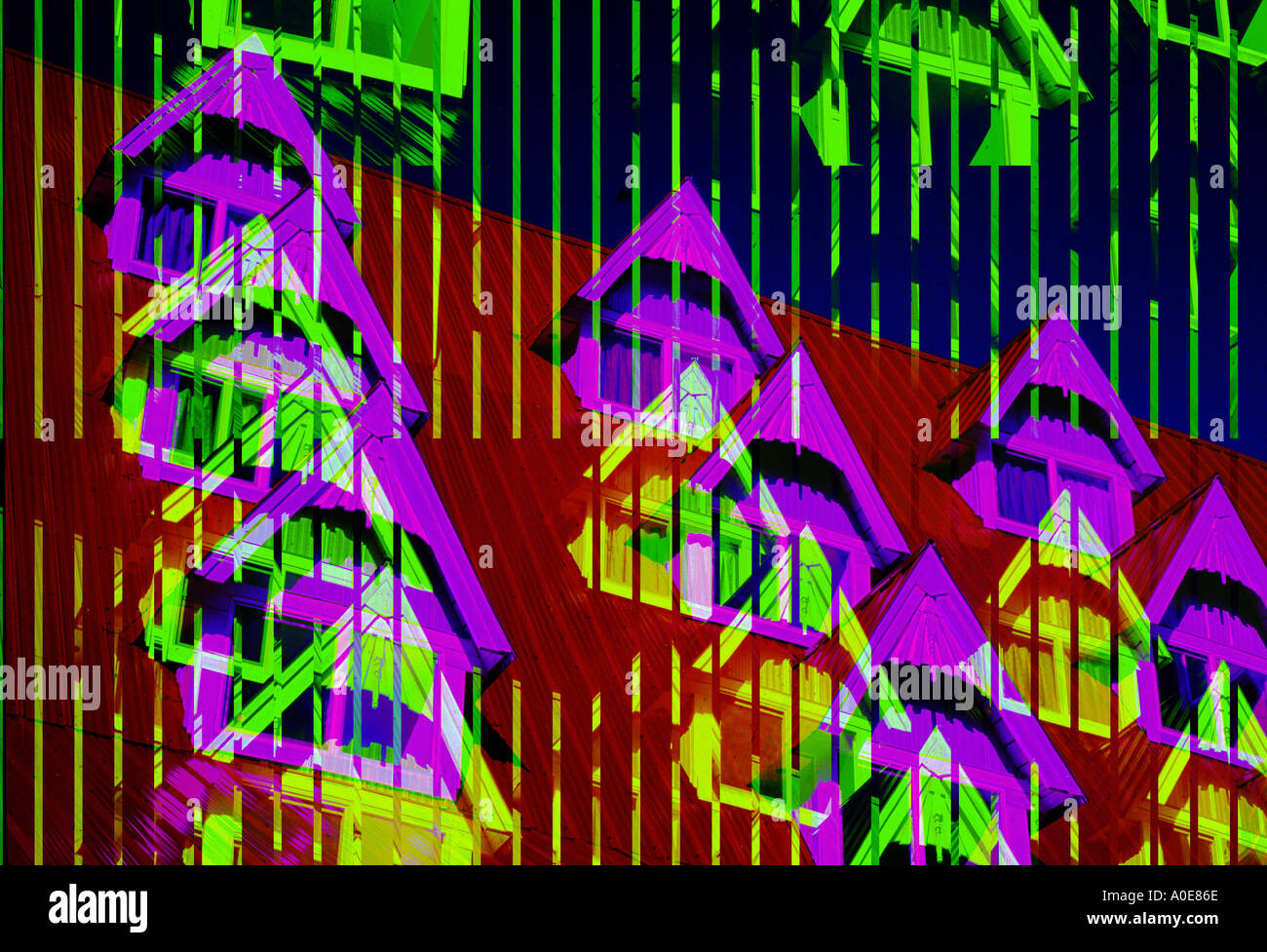 Strange roofs in Three Valley Gap Canada Stock Photo - Alamy