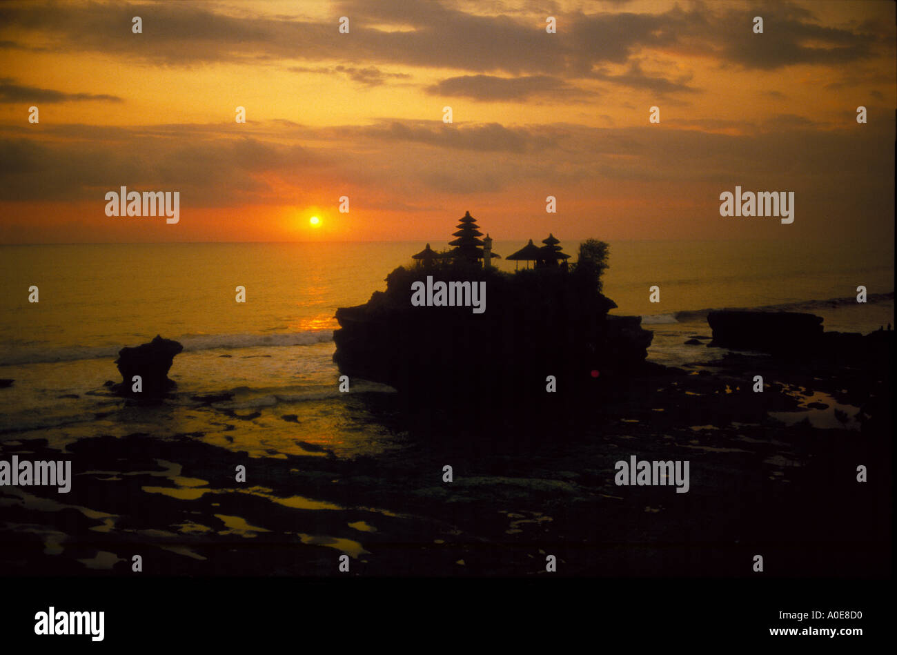 Tanah Lot Temple at sunset - Bali Stock Photo - Alamy