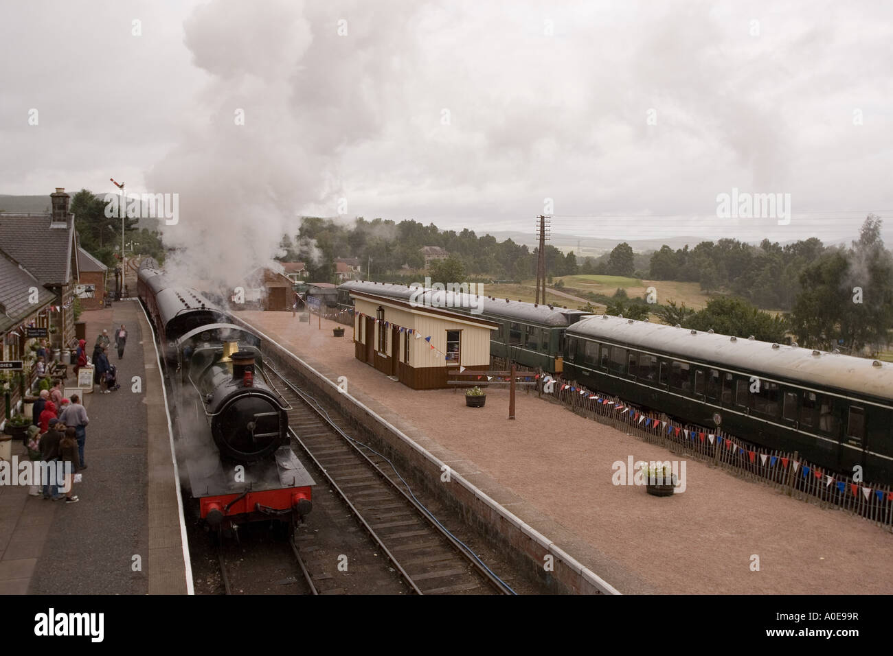 Steam train at station Stock Photo - Alamy