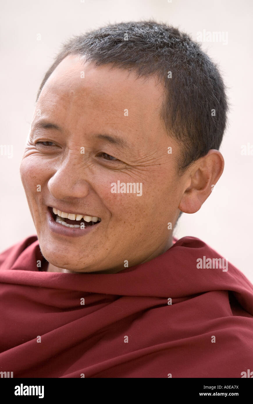 Happy monk at Drepung Monastery Lhasa Tibet Stock Photo - Alamy