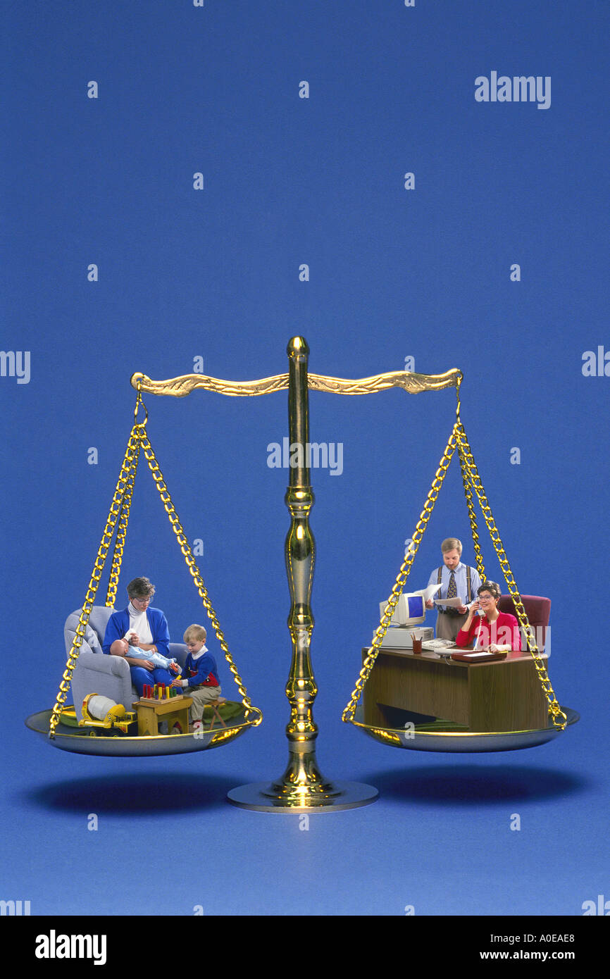 A woman striking the difficult balance between work and family Stock ...
