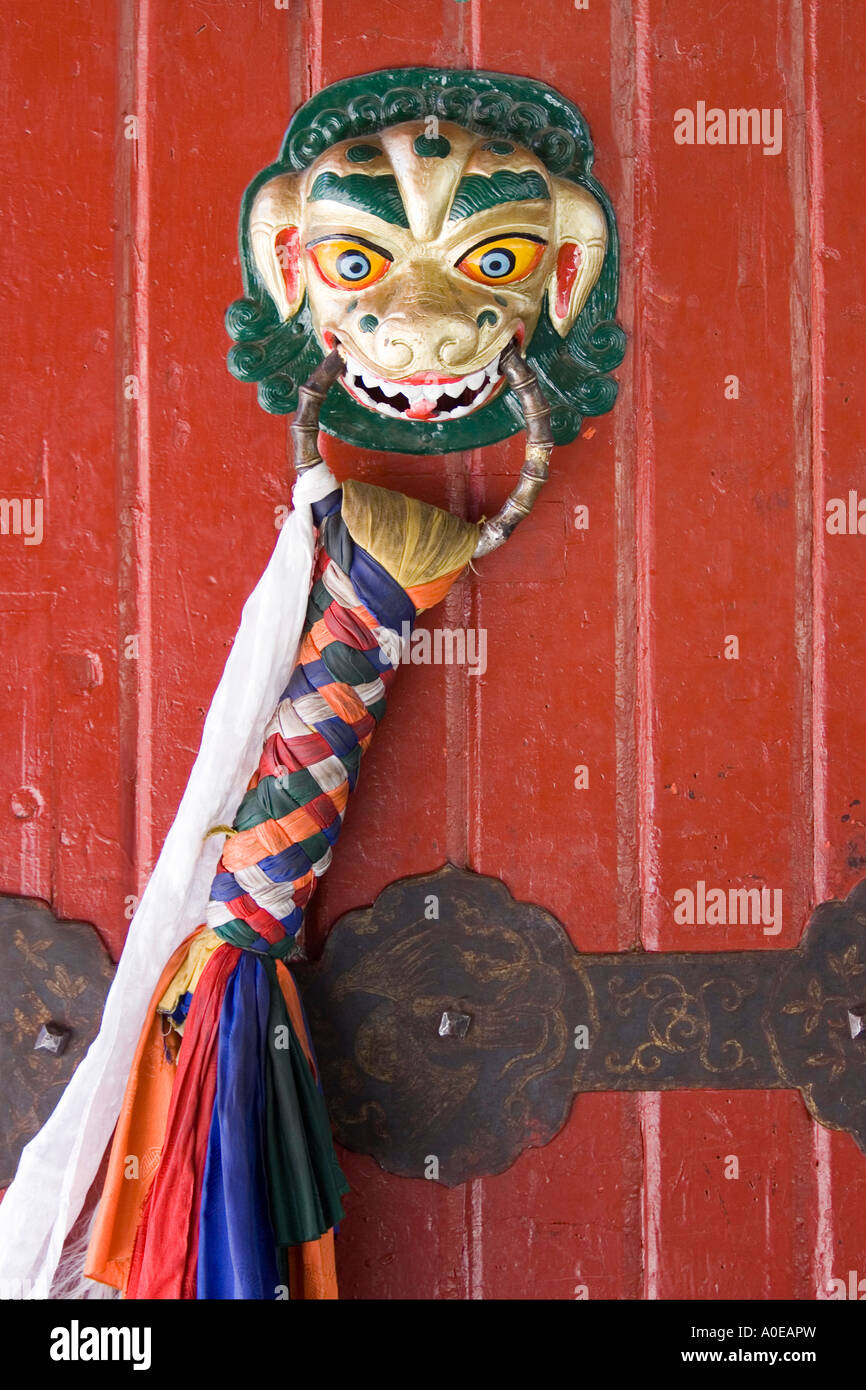 Scary door knocker 2 - Norbulingka Palace Lhasa Tibet Stock Photo - Alamy