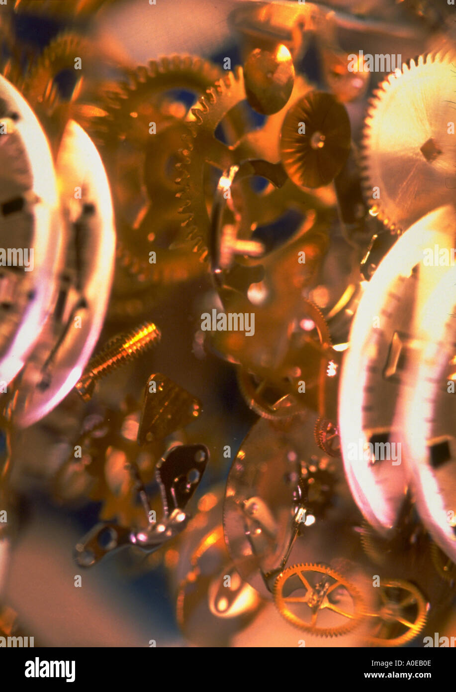 Close up of watch parts including gears and watch faces Stock Photo - Alamy