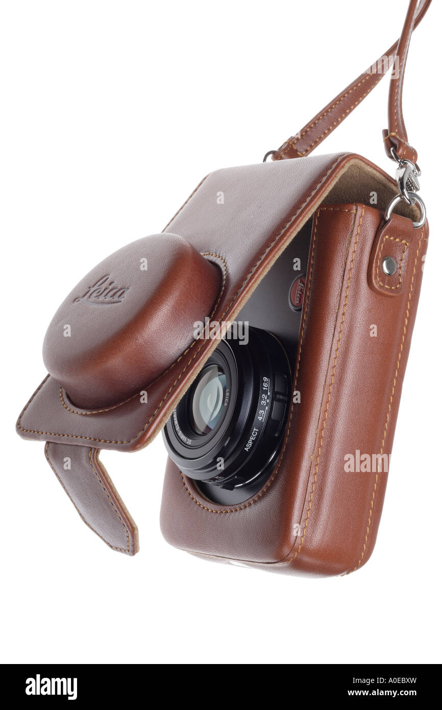 Leica digital camera in leather case Stock Photo - Alamy