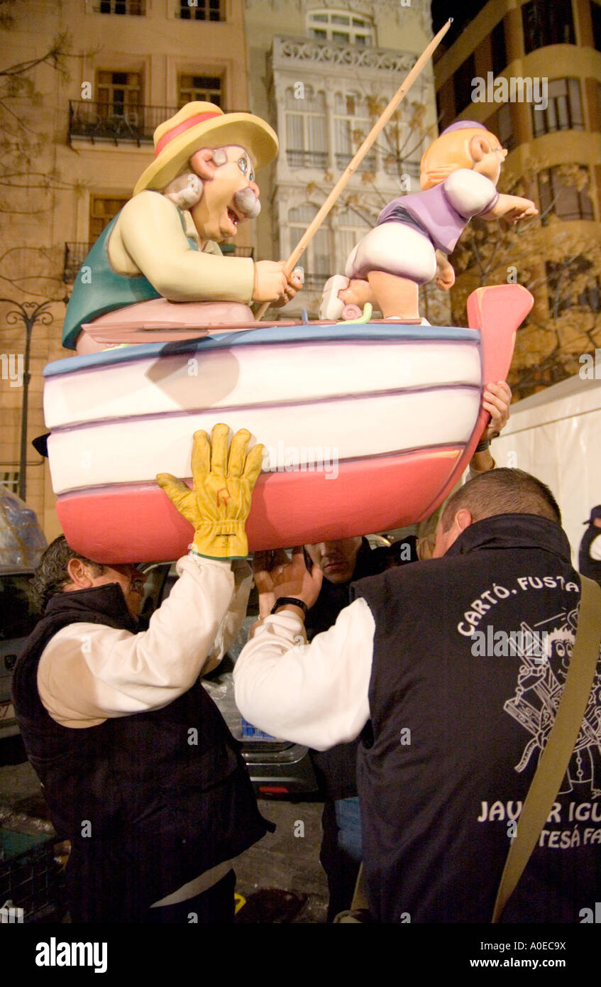 Last minute preparation of the fallas monument in Valencia, Spain Stock ...