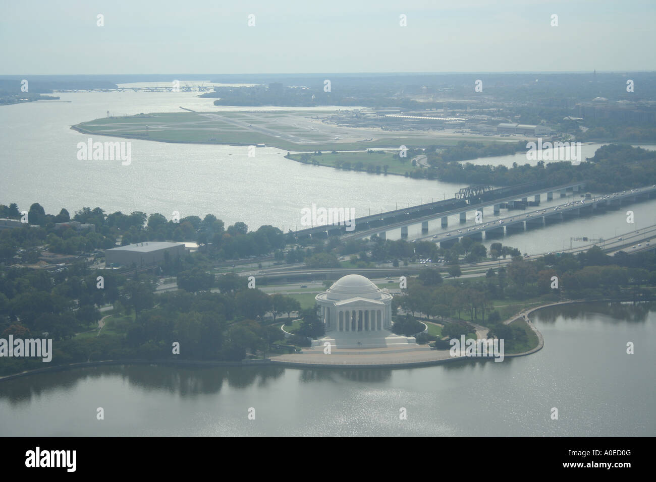 Jefferson Monument Tidal Basin and Potomac river from top of Washington ...