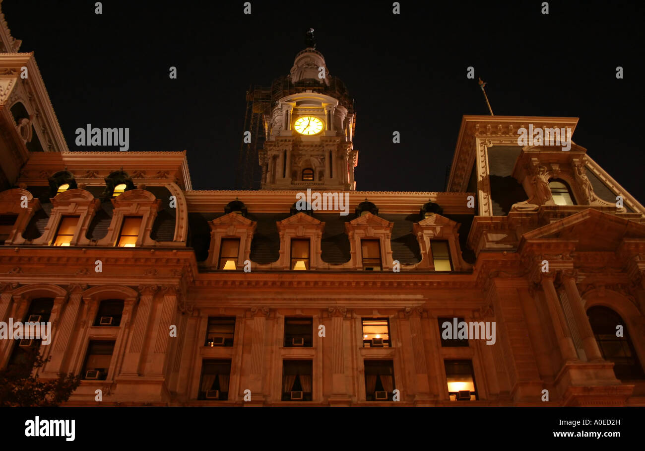 Philadelphia city hall at night Philadelphia Pennsylvania October 2006 ...
