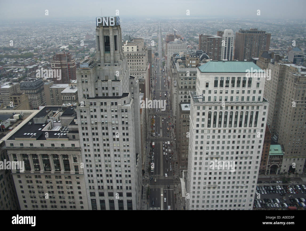 Aerial street view from philadelphia city hall hi-res stock photography ...