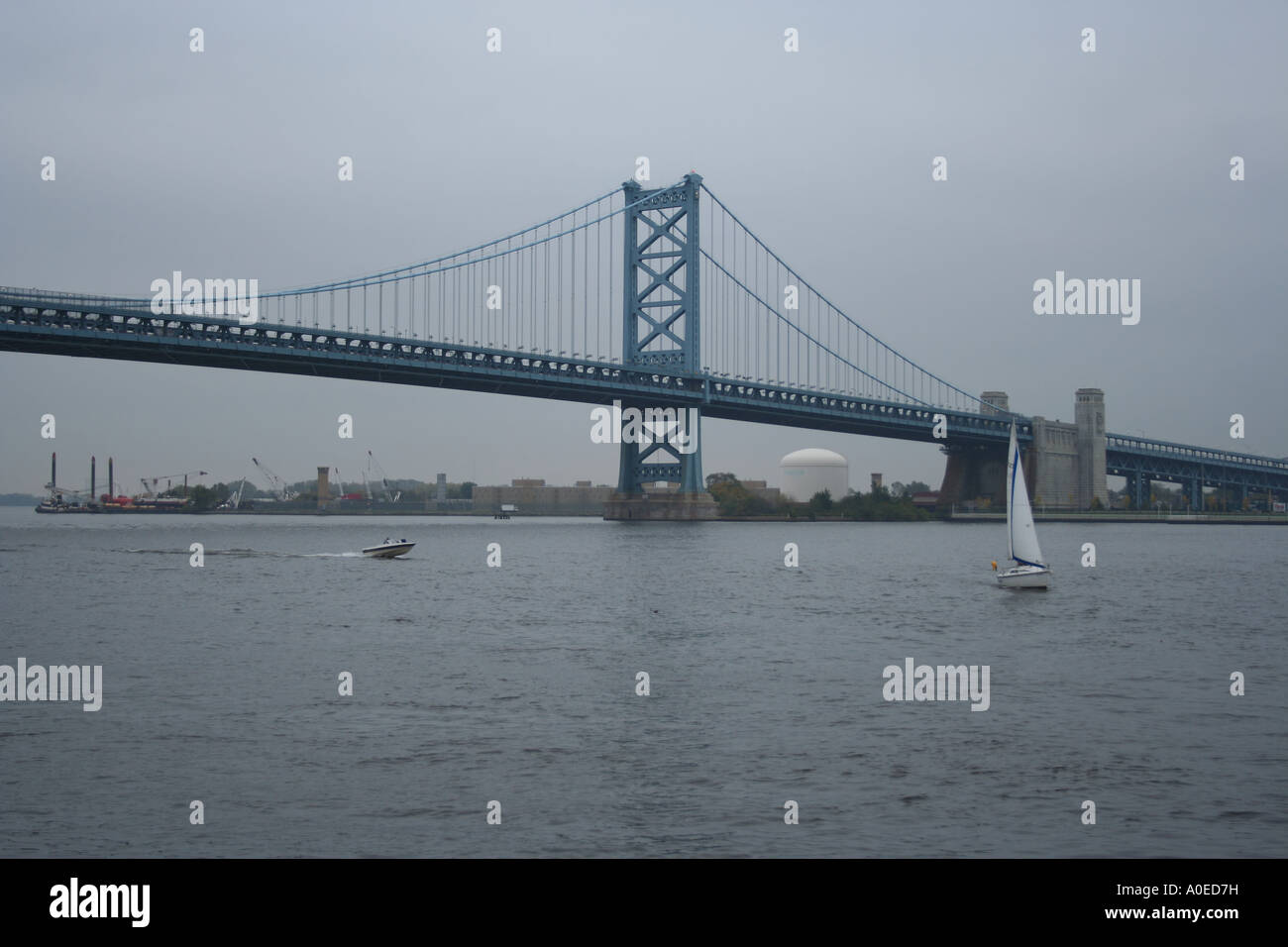 Benjamin Franklin Bridge across Delaware river Philadelphia ...
