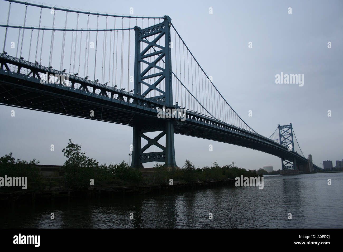 Benjamin Franklin Bridge across Delaware river Philadelphia ...
