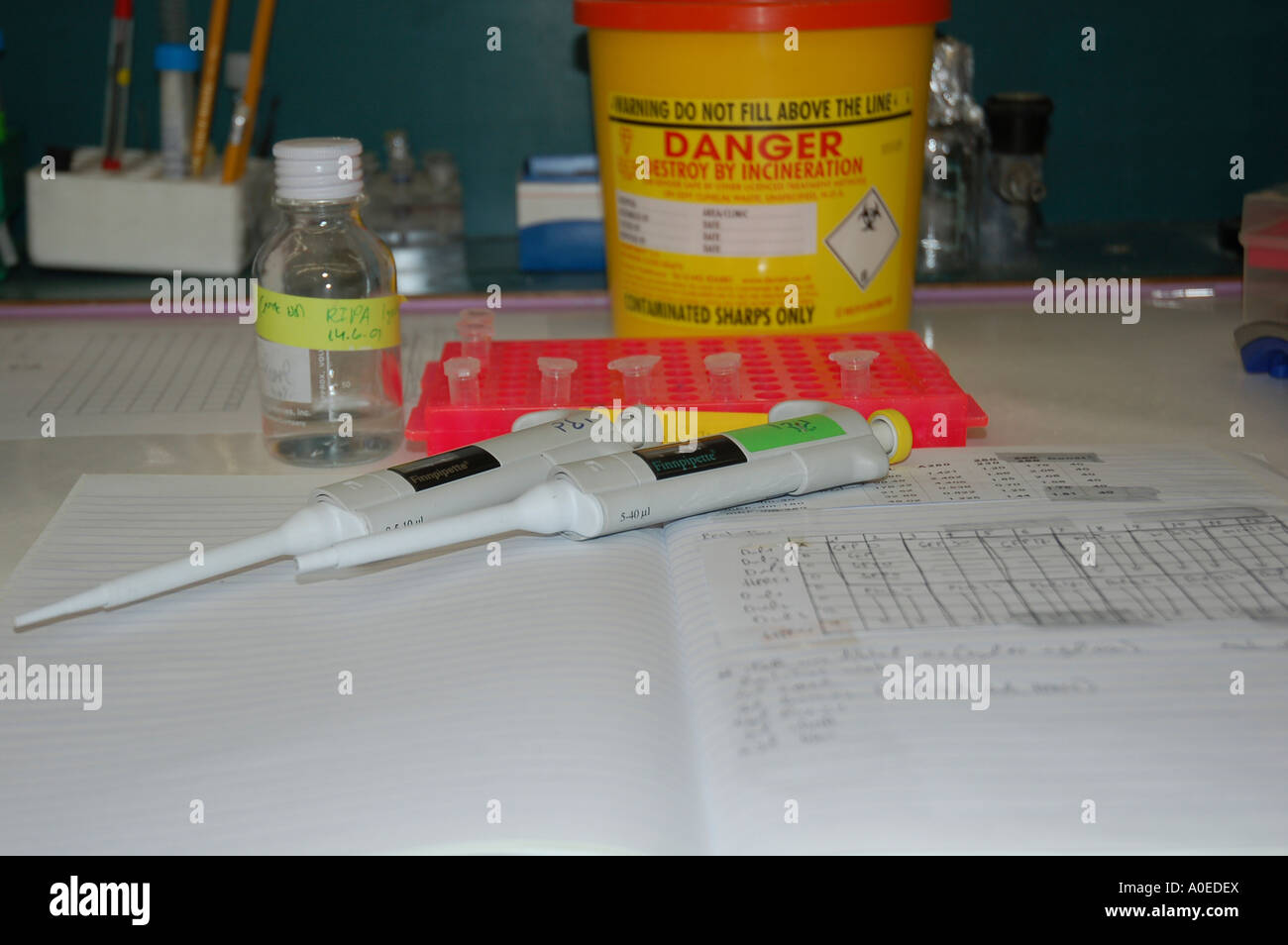 Biological lab tools and equipment a work station in a bio laboratory ...