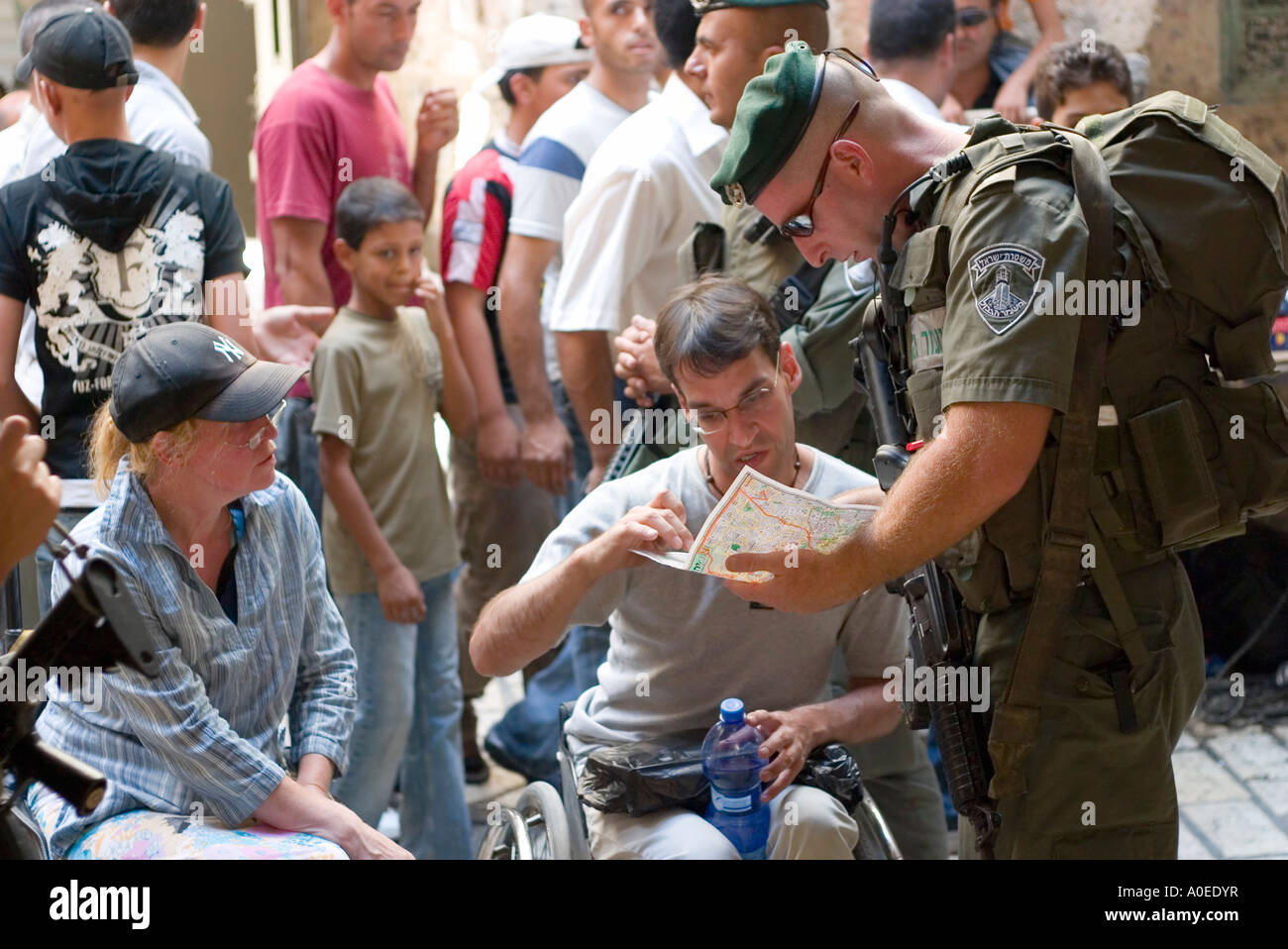 Israel Jerusalem border police patrol in the Muslim quarter old city of ...