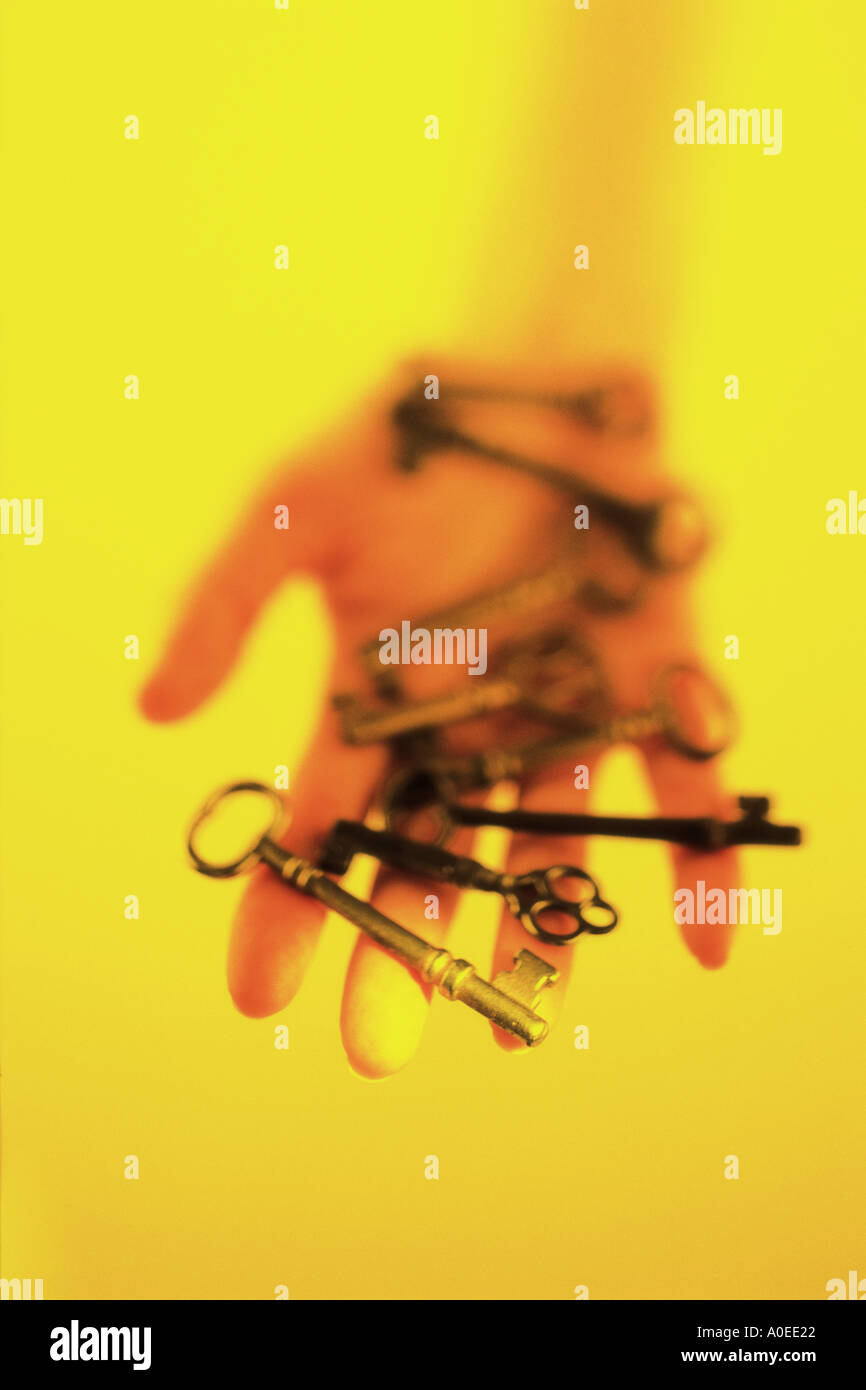 hand with multiple keys Stock Photo - Alamy