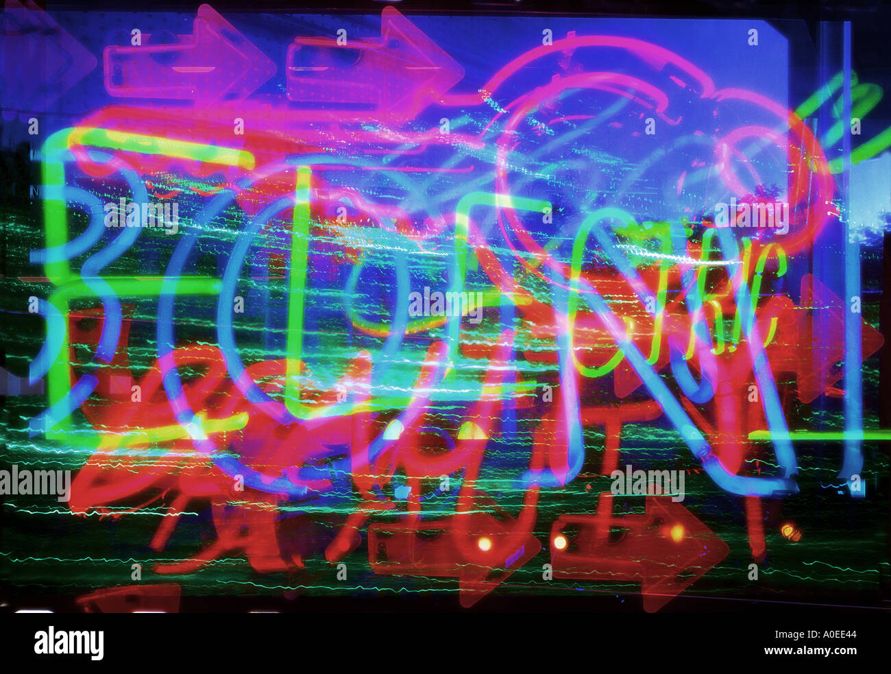 Neon Reflections Stock Photo - Alamy