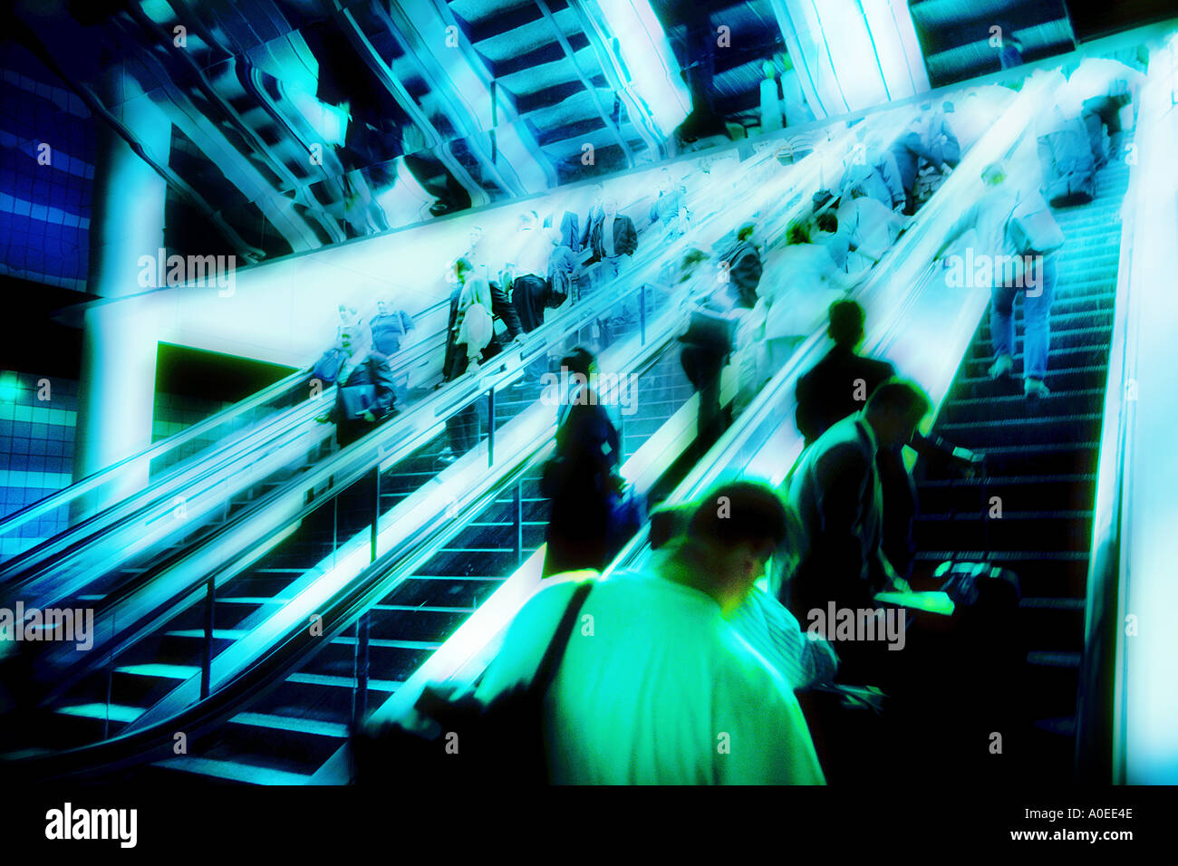 people on escalator Stock Photo - Alamy
