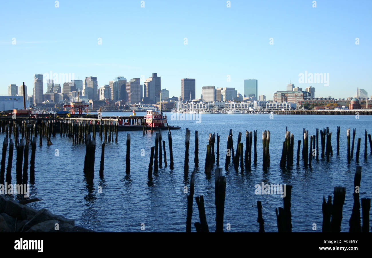 Boston skyline from Chelsea Massachusetts USA October 2006 Stock Photo ...