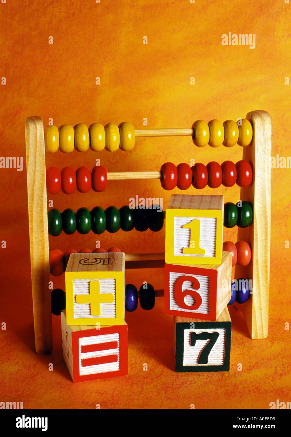 abacus numbered building bricks Stock Photo - Alamy
