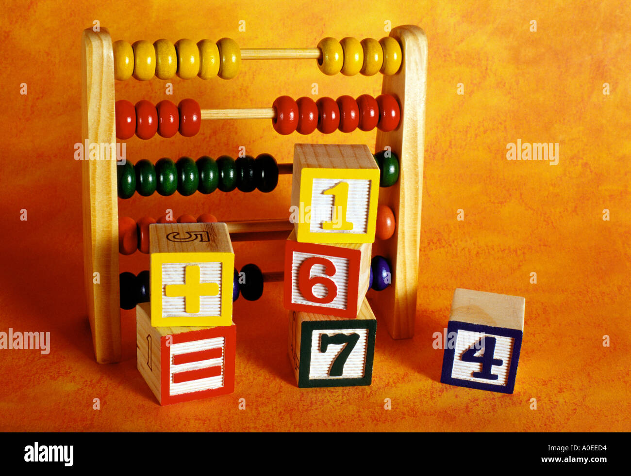 abacus numbered building bricks Stock Photo - Alamy