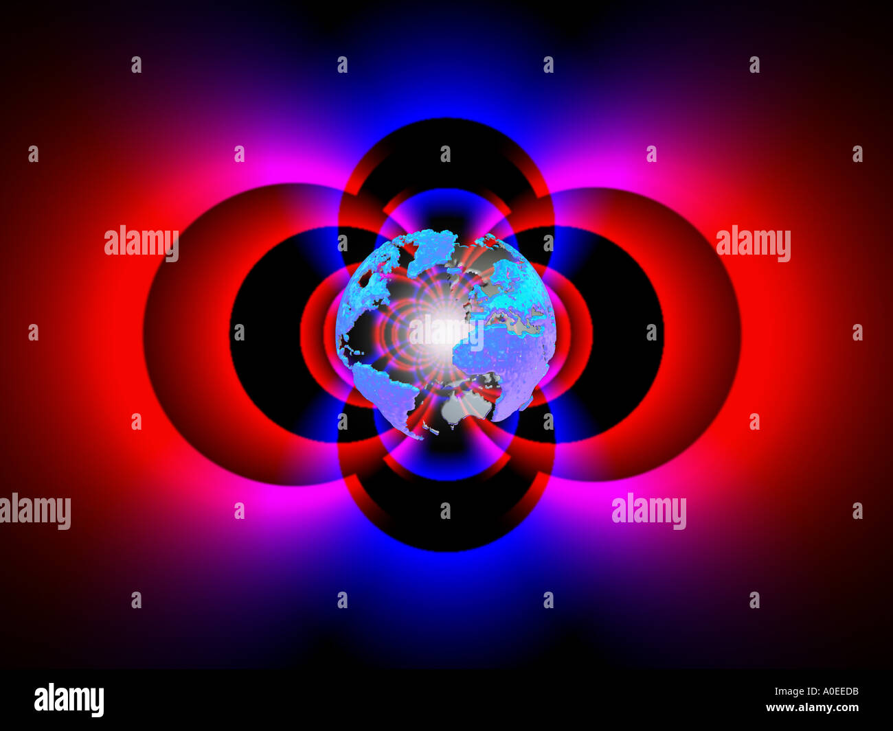 Globe and Force Fields Stock Photo - Alamy