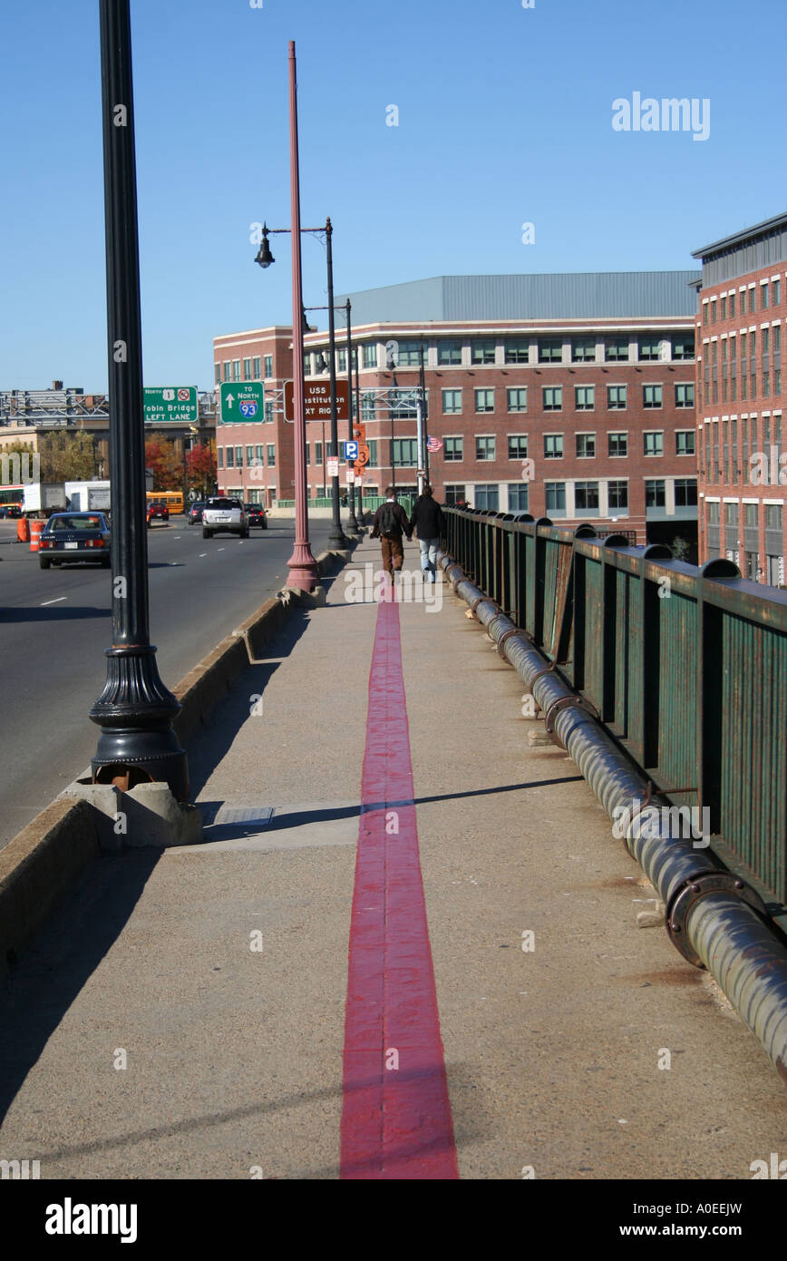 Boston red painted line sidewalk hi-res stock photography and images ...