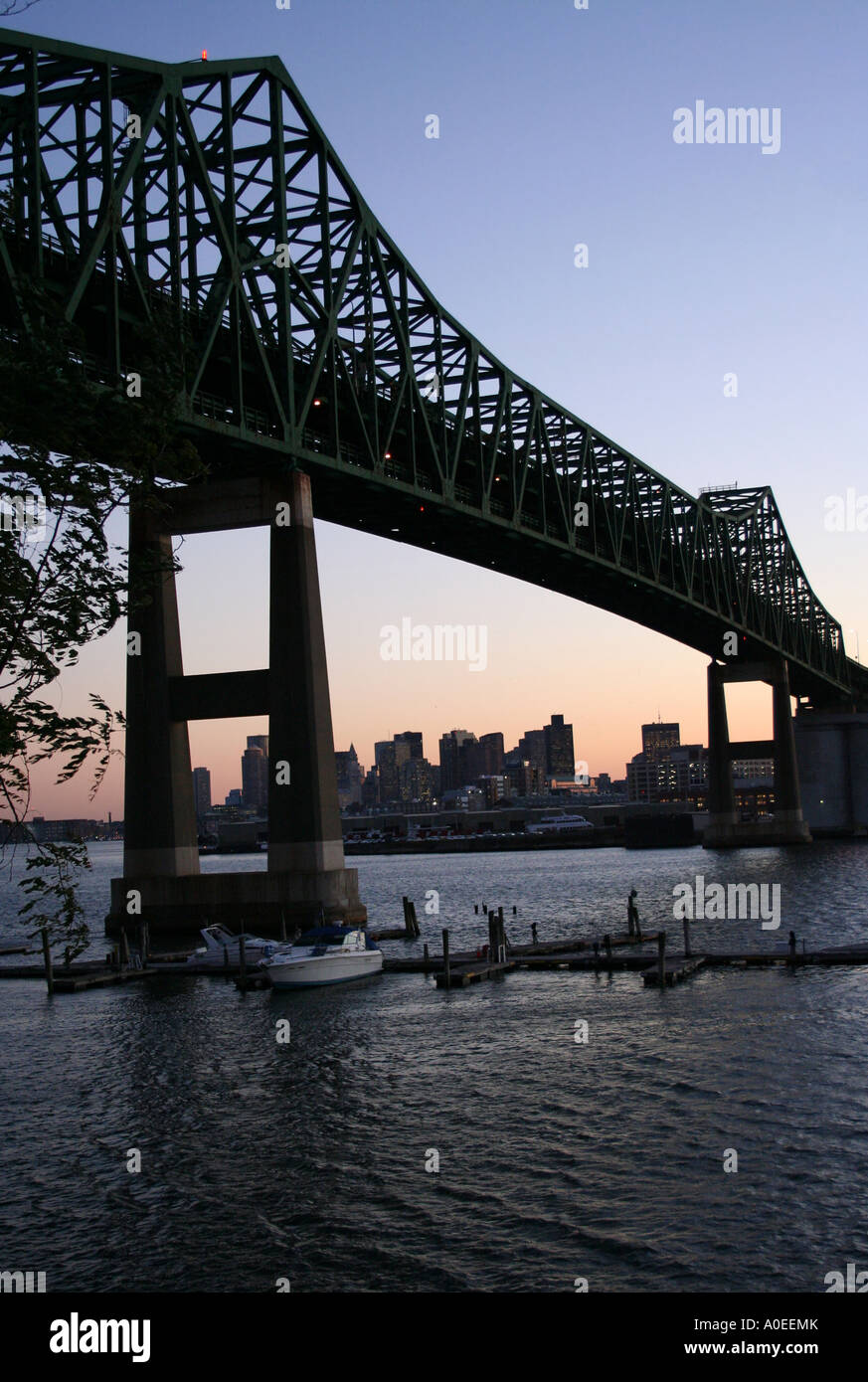 underneath Tobin Bridge linking Chelsea to Boston massachusetts October ...